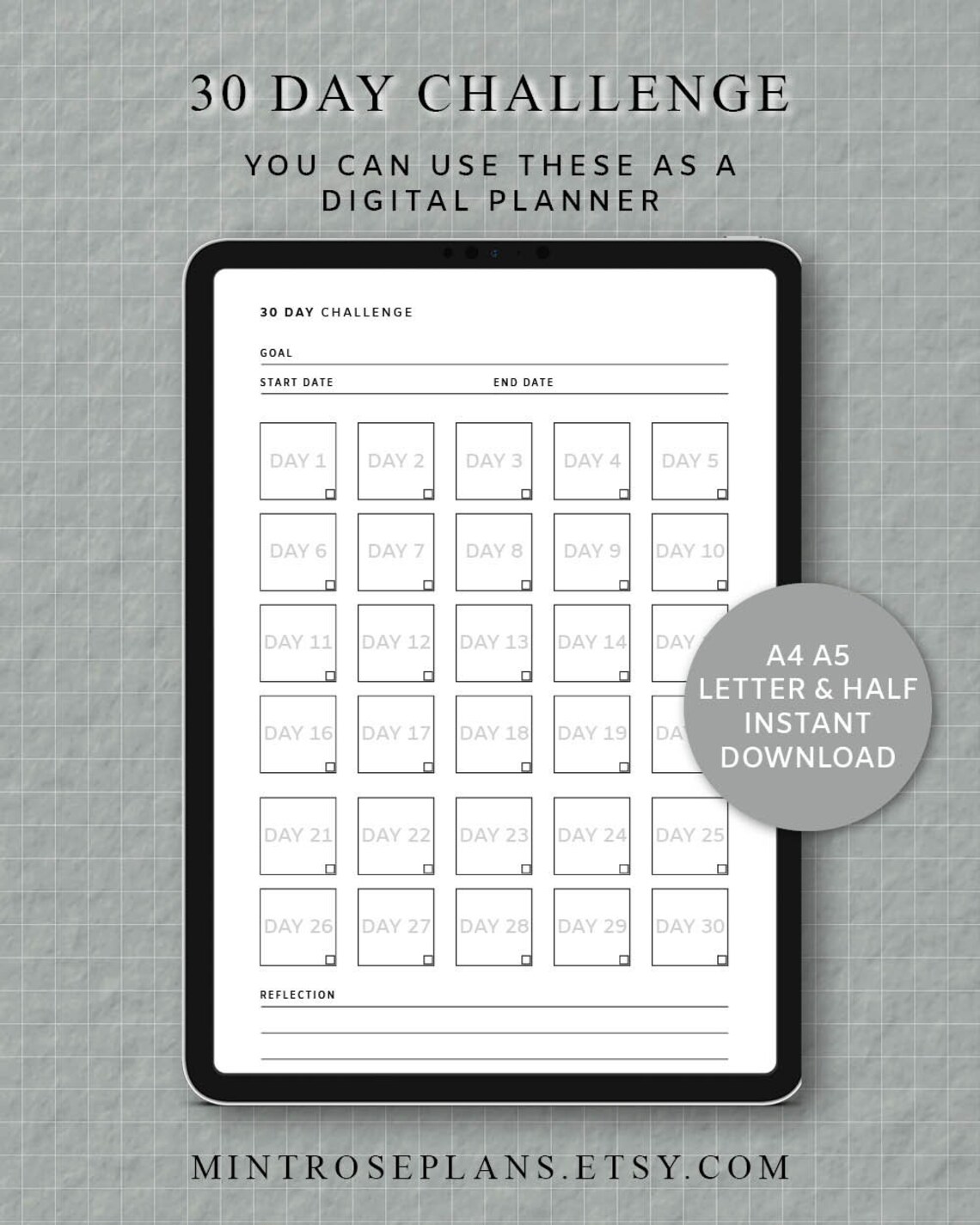 Editable 30 Day Challenge Tracker Goal Tracker A4 A5 | Etsy