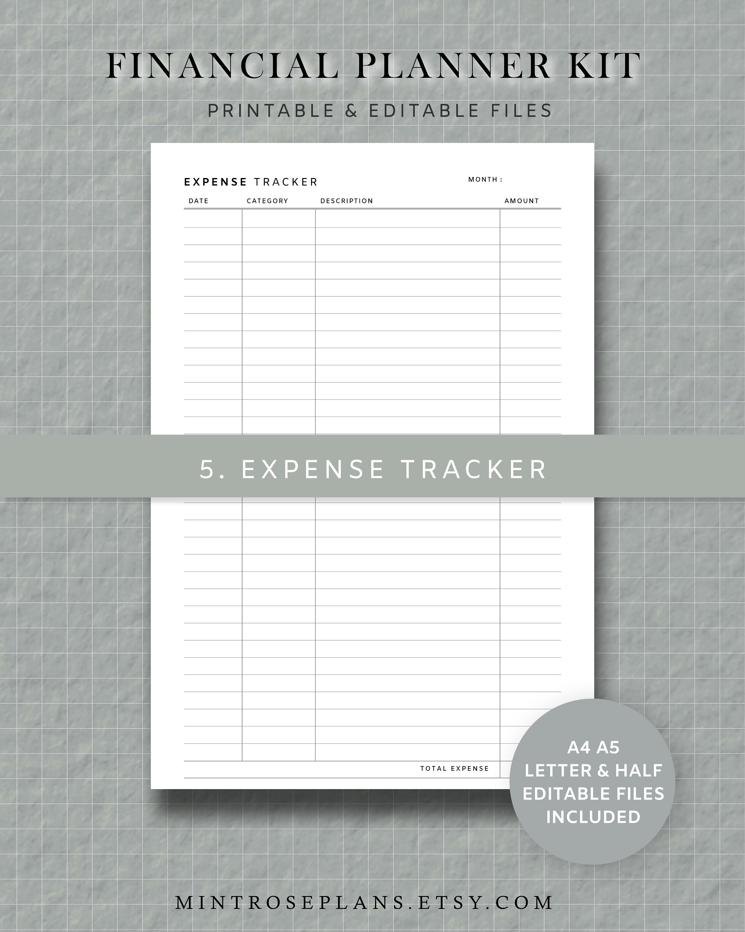 6-in-1 Editable Financial Planner Sheets Budget Planner Kit | Etsy