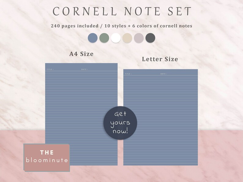 Digital Note Taking Color Paper, Lined, Cornell, Graph, Dot, College ...