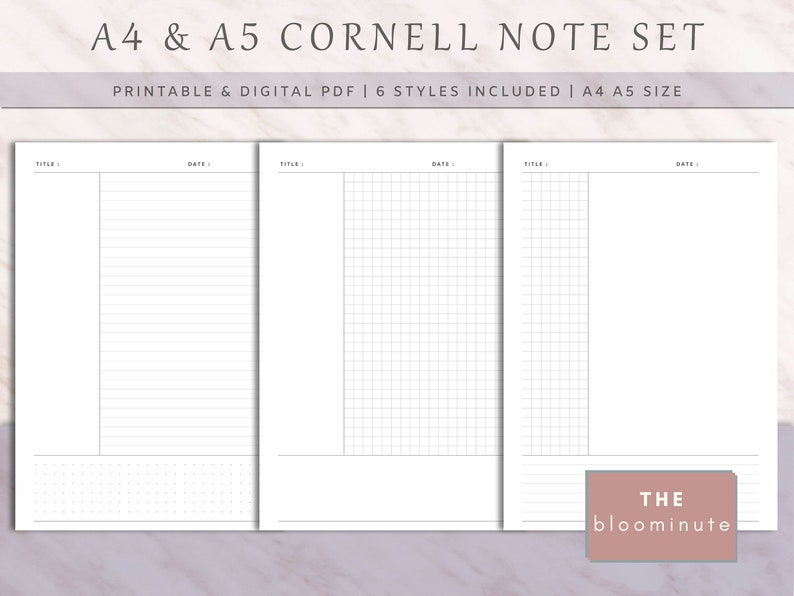 Ink Friendly Printable Cornell Note Kit | Lecture Note Taking for ...