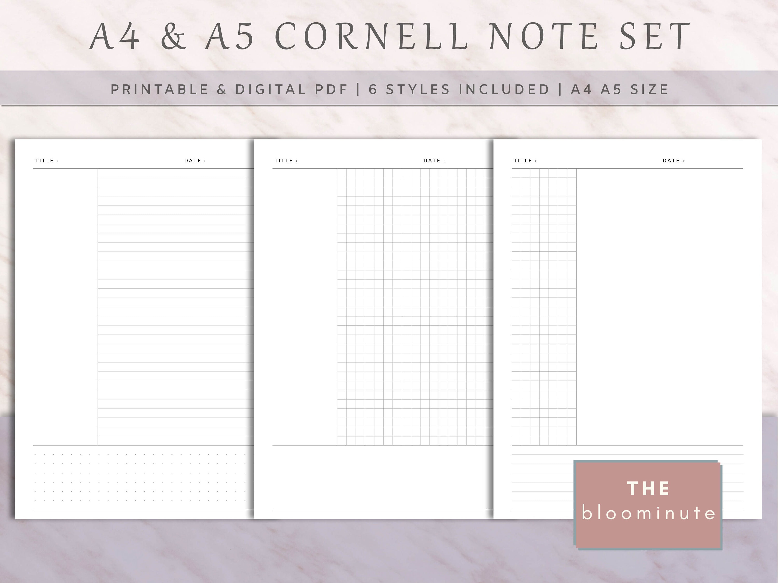 Ink Friendly Printable Cornell Note Kit | Lecture Note Taking for ...