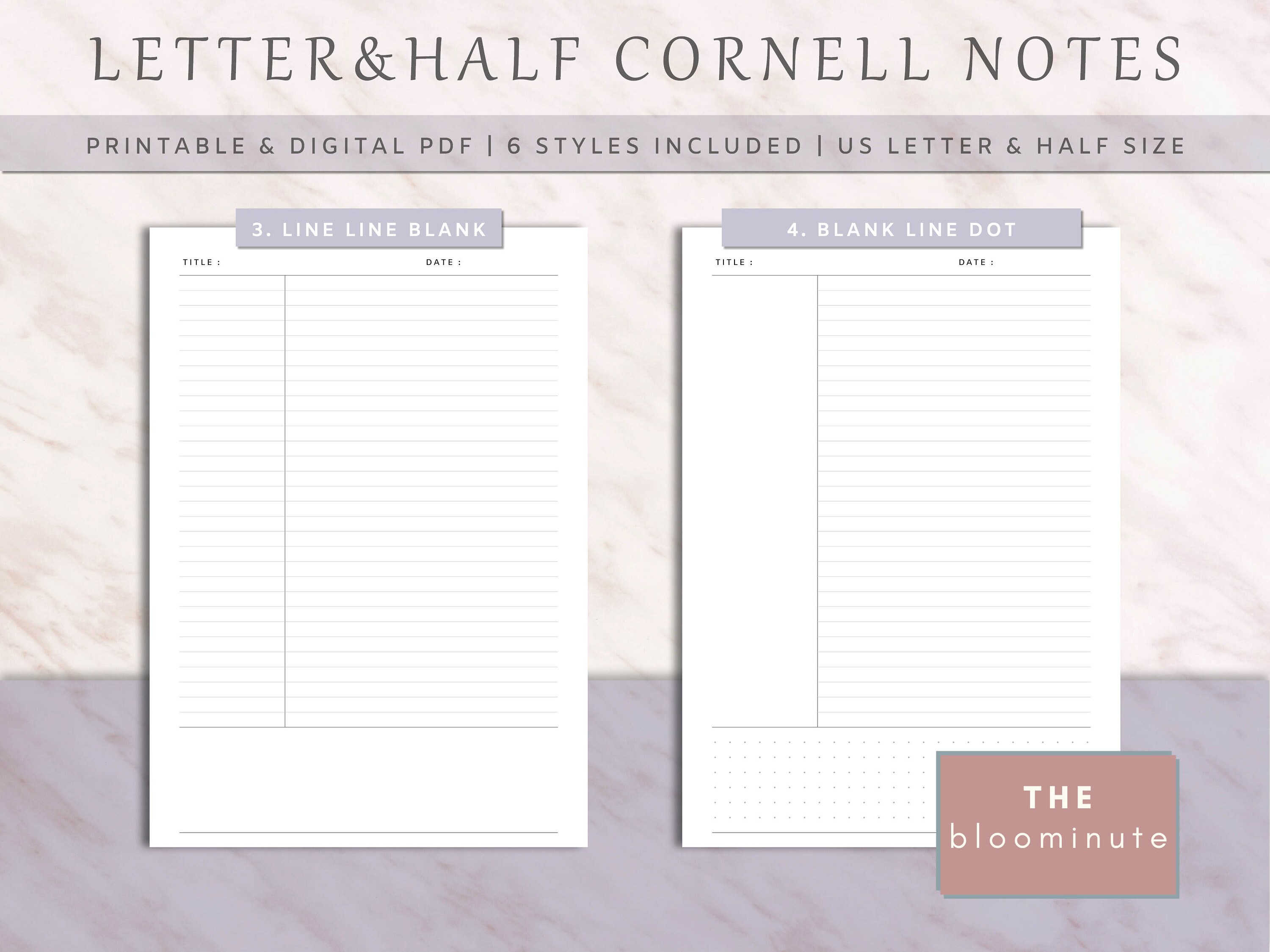 Ink Friendly Printable Cornell Note Kit | Lecture Note for School ...