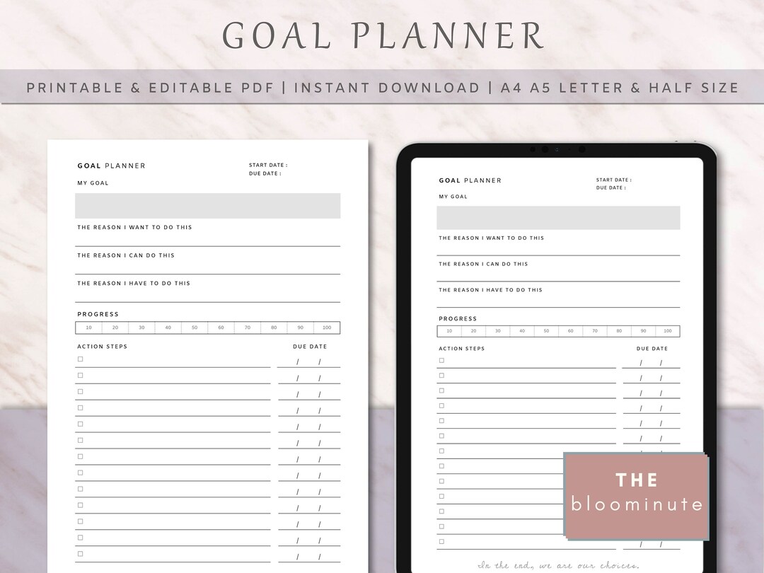 Editable Dream Goal Planner Worksheets, Goal Setting Planner, A4, A5 ...