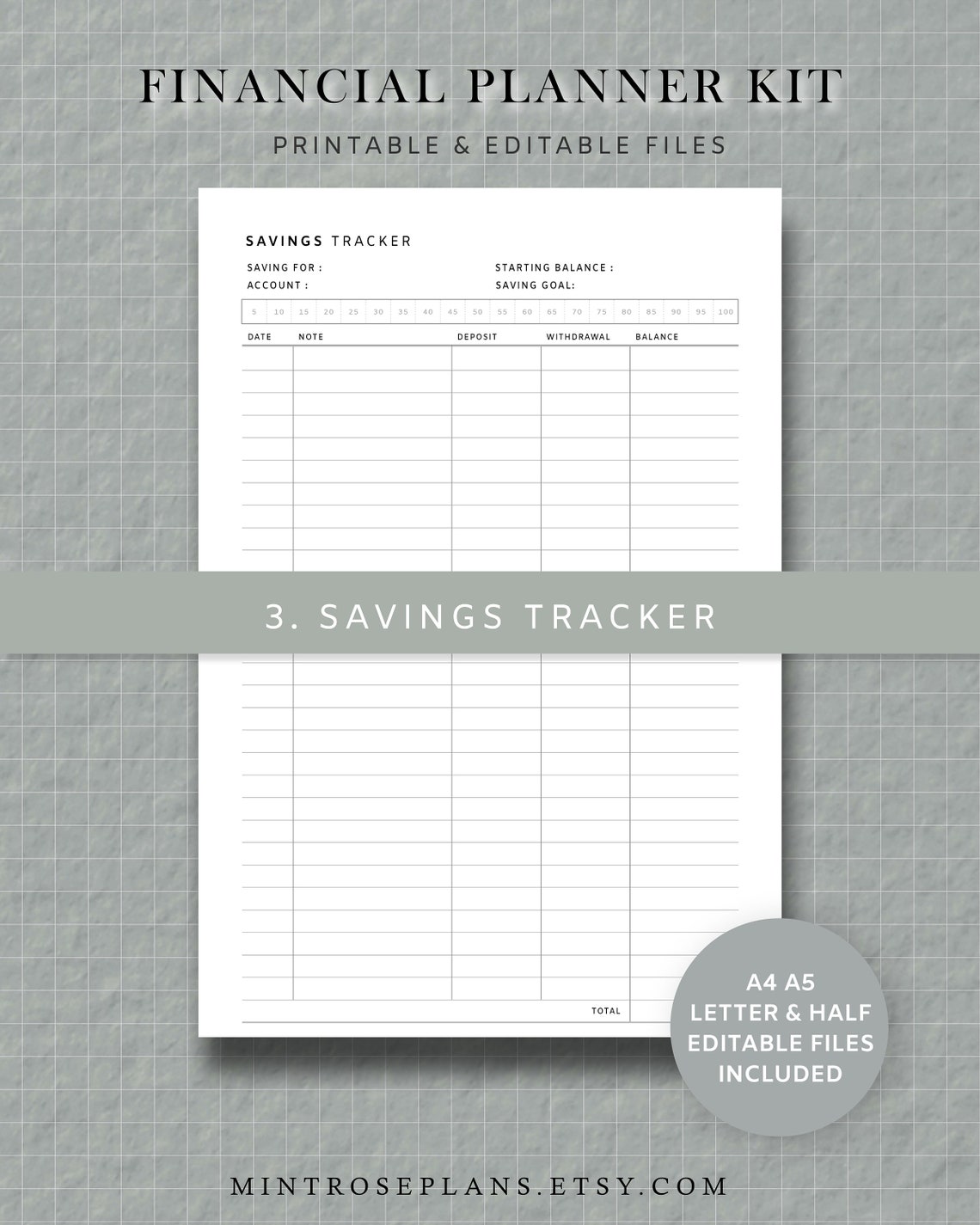 6-in-1 Editable Financial Planner Sheets Budget Planner Kit | Etsy