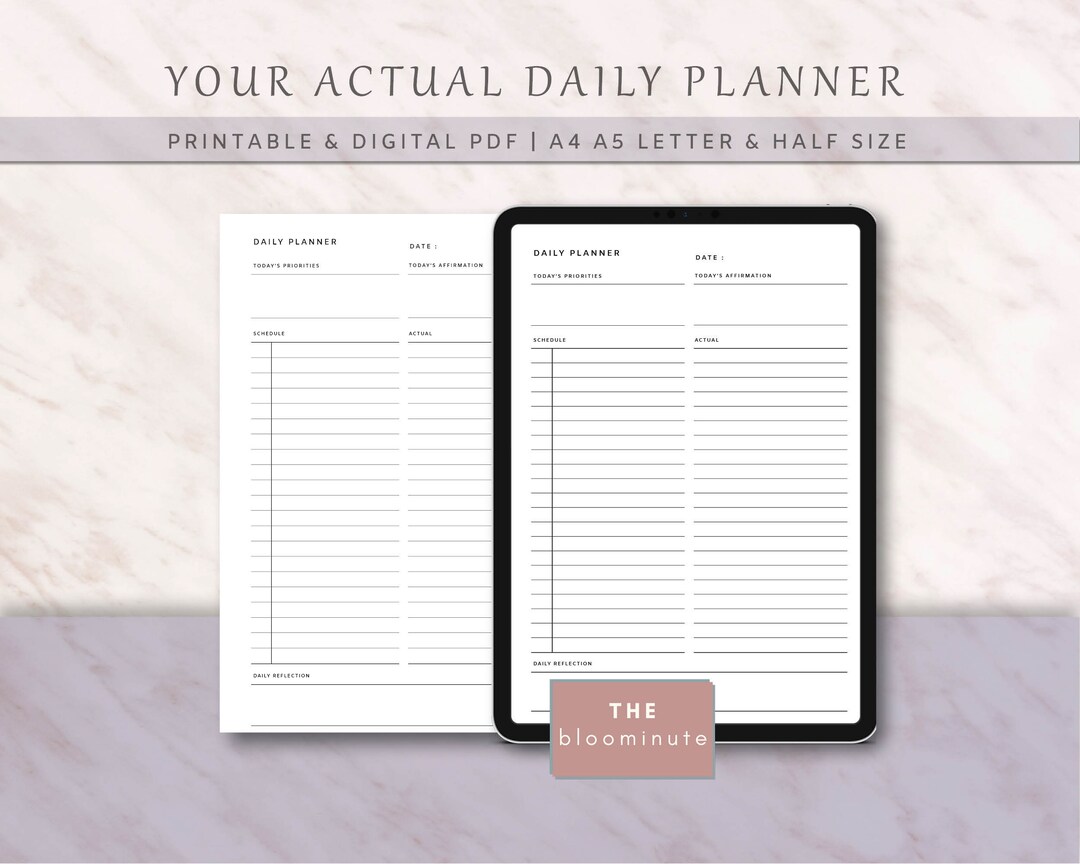 Your Actual Daily Planner for Productivity | Scheduler Paper | Binder ...