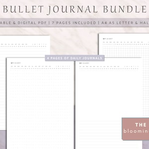 4-in-1 Bullet Journal Bundle, Yearly, Monthly, Weekly, Daily, Printable ...
