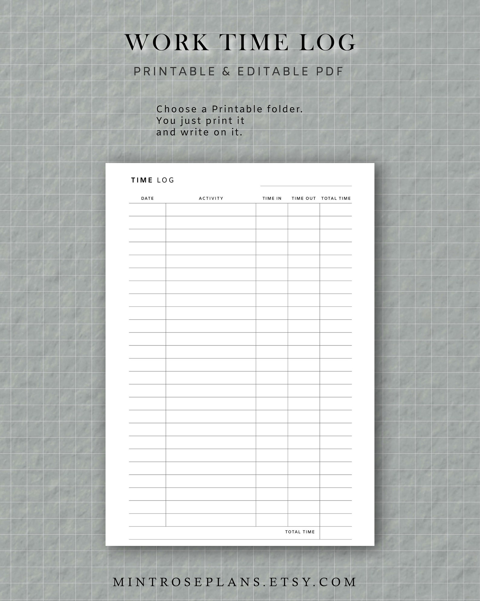 Minimalist Focus Time Tracker Editable PDF Time Sheet | Etsy