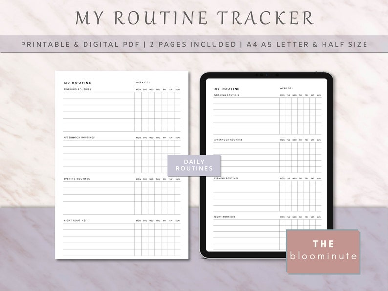 Daily Routine Tracker Printable & Editable PDF | Weekly Habit Tracker ...