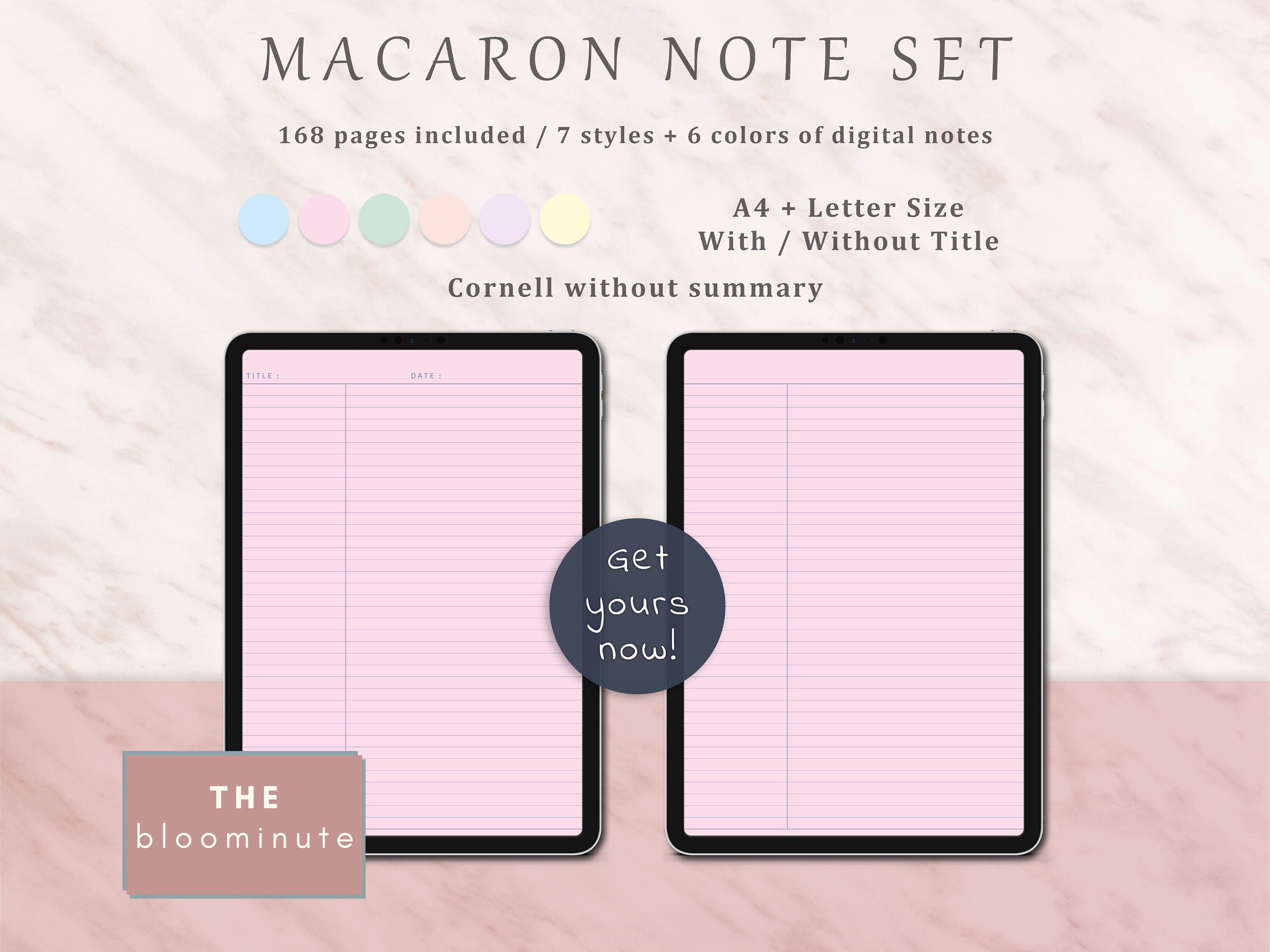 168 Soft Color Digital Note Taking Templates, Dot, Grid, Lined, Cornell ...