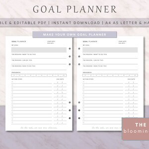 Editable Dream Goal Planner Worksheets, Goal Setting Planner, A4, A5 ...