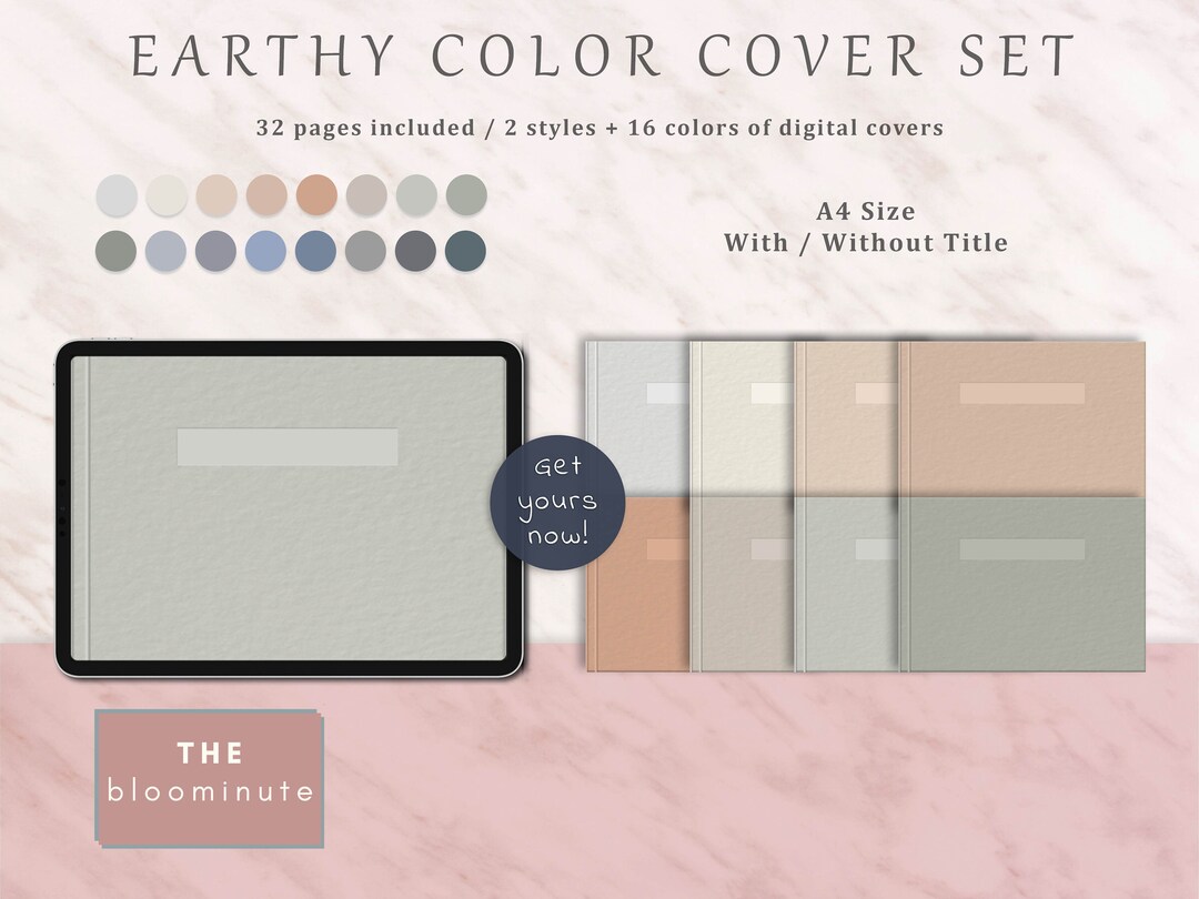Earthy Color Digital Notebook Cover Horizontal, Neutral Warm Color ...