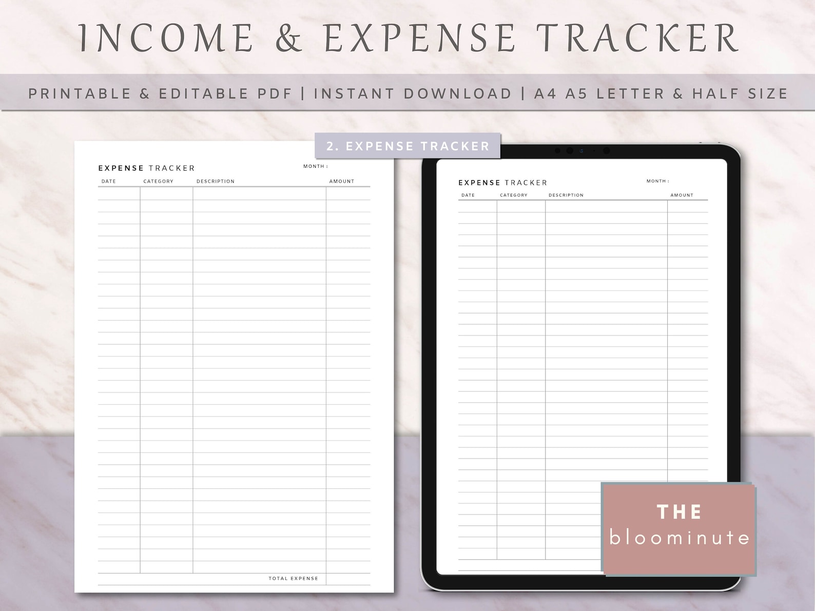 Income & Expense Tracker Editable | A4 A5 US Letter and Half ...
