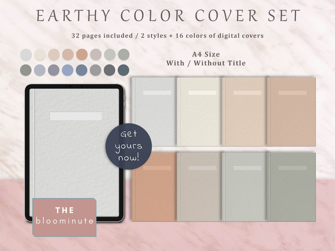Earthy Color Digital Notebook Covers, Neutral Digital Notebook Cover ...
