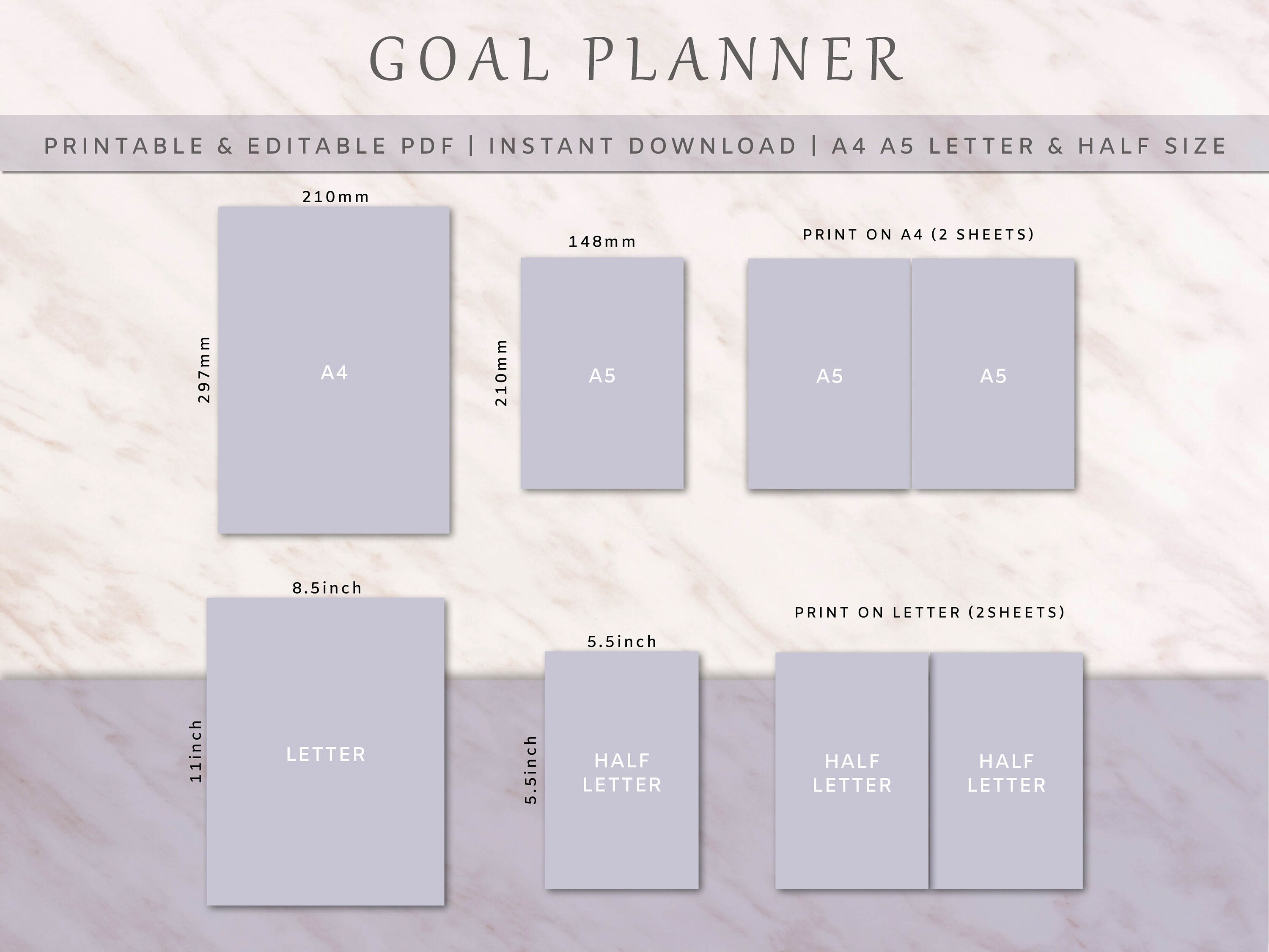 Editable Dream Goal Planner Worksheets, Goal Setting Planner, A4, A5 ...