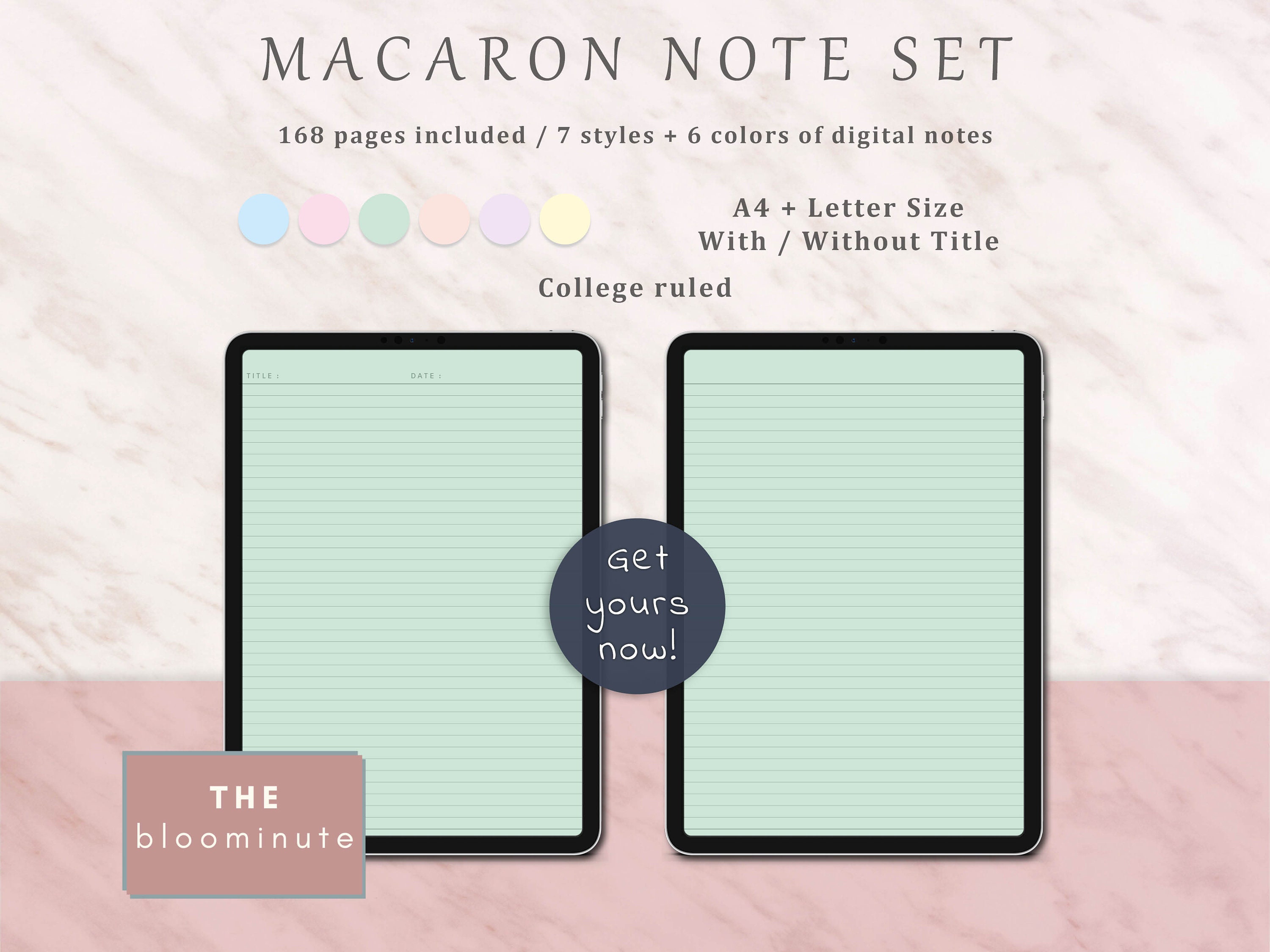 168 Soft Color Digital Note Taking Templates, Dot, Grid, Lined, Cornell ...