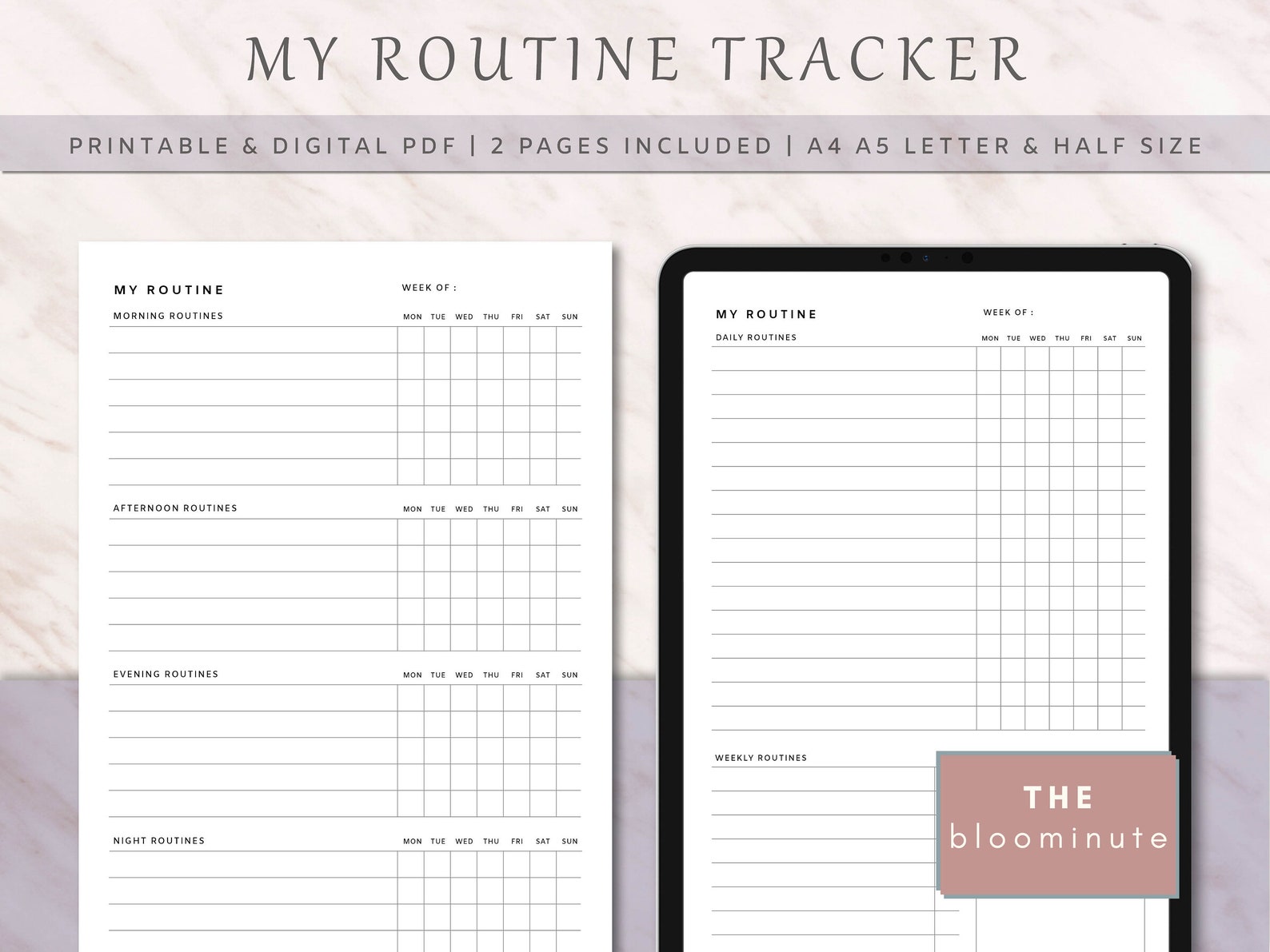 Daily Routine Tracker Printable & Editable PDF | Weekly Habit Tracker ...