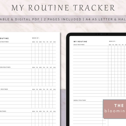 Daily Routine Tracker Printable & Editable PDF Weekly Habit | Etsy