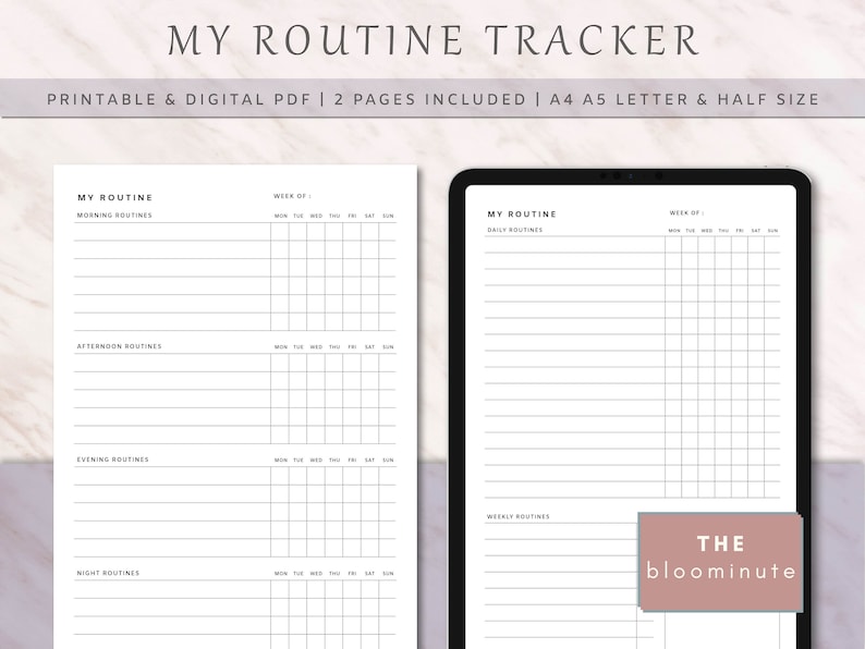 Daily Routine Tracker Printable & Editable PDF | Weekly Habit Tracker ...