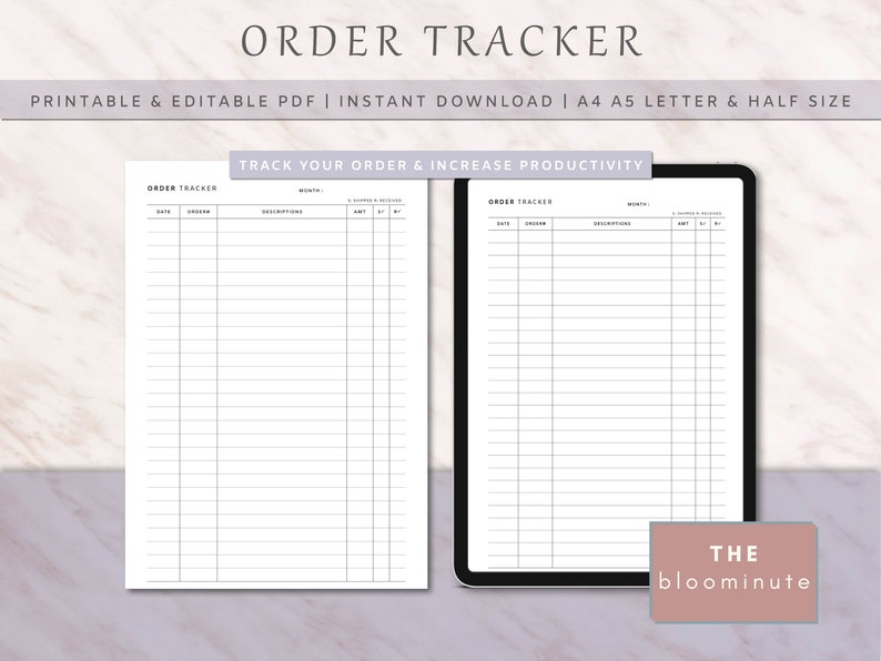 Editable Order Tracker Template, Small Business Form, A4, A5, Letter ...