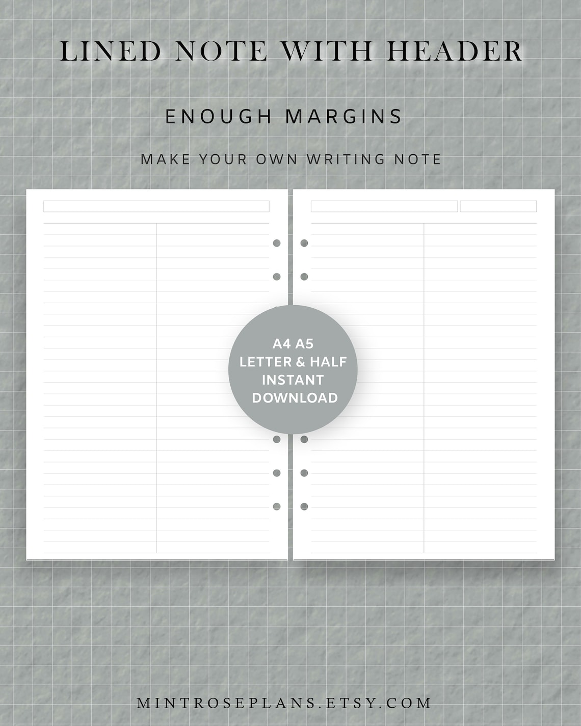 Study Lined Note Taking Papers Printable Lined Note Bundle | Etsy