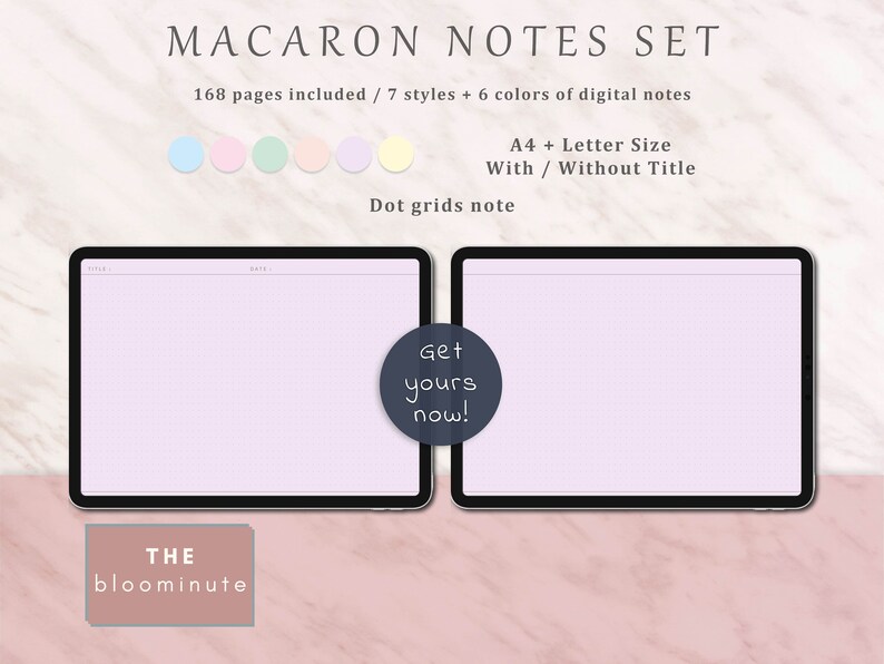 168 Horizontal Soft Color Digital Note Taking Template, Dot, Grid ...
