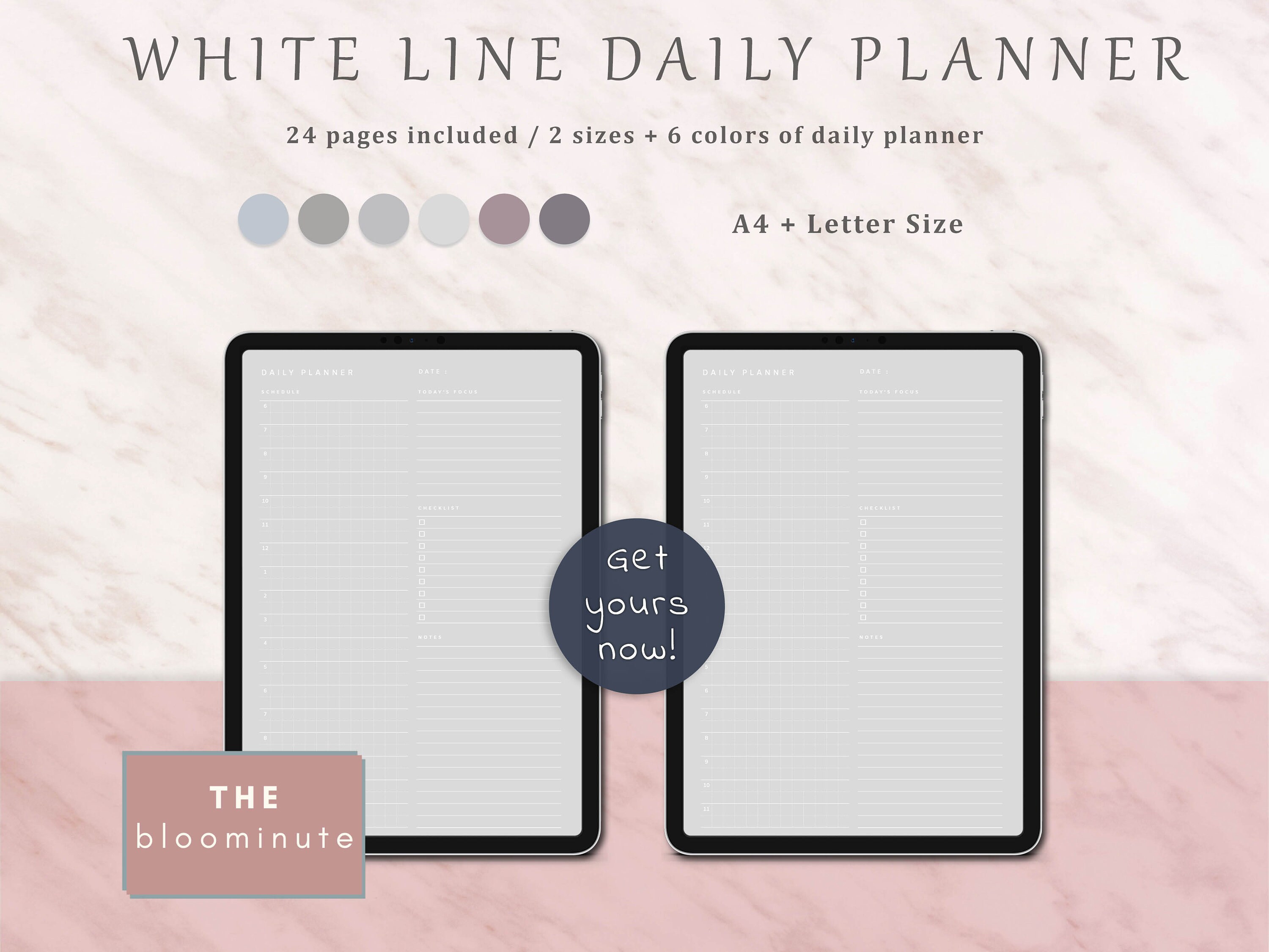 Minimalist Daily Planner Gray Sheet With White Lines A4 - Etsy