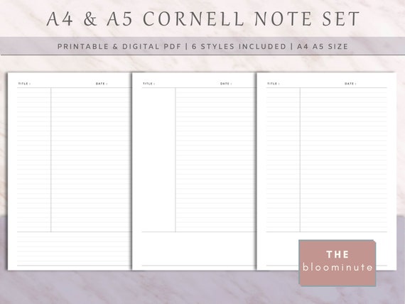 Ink Friendly Printable Cornell Note Kit Lecture Note Taking | Etsy