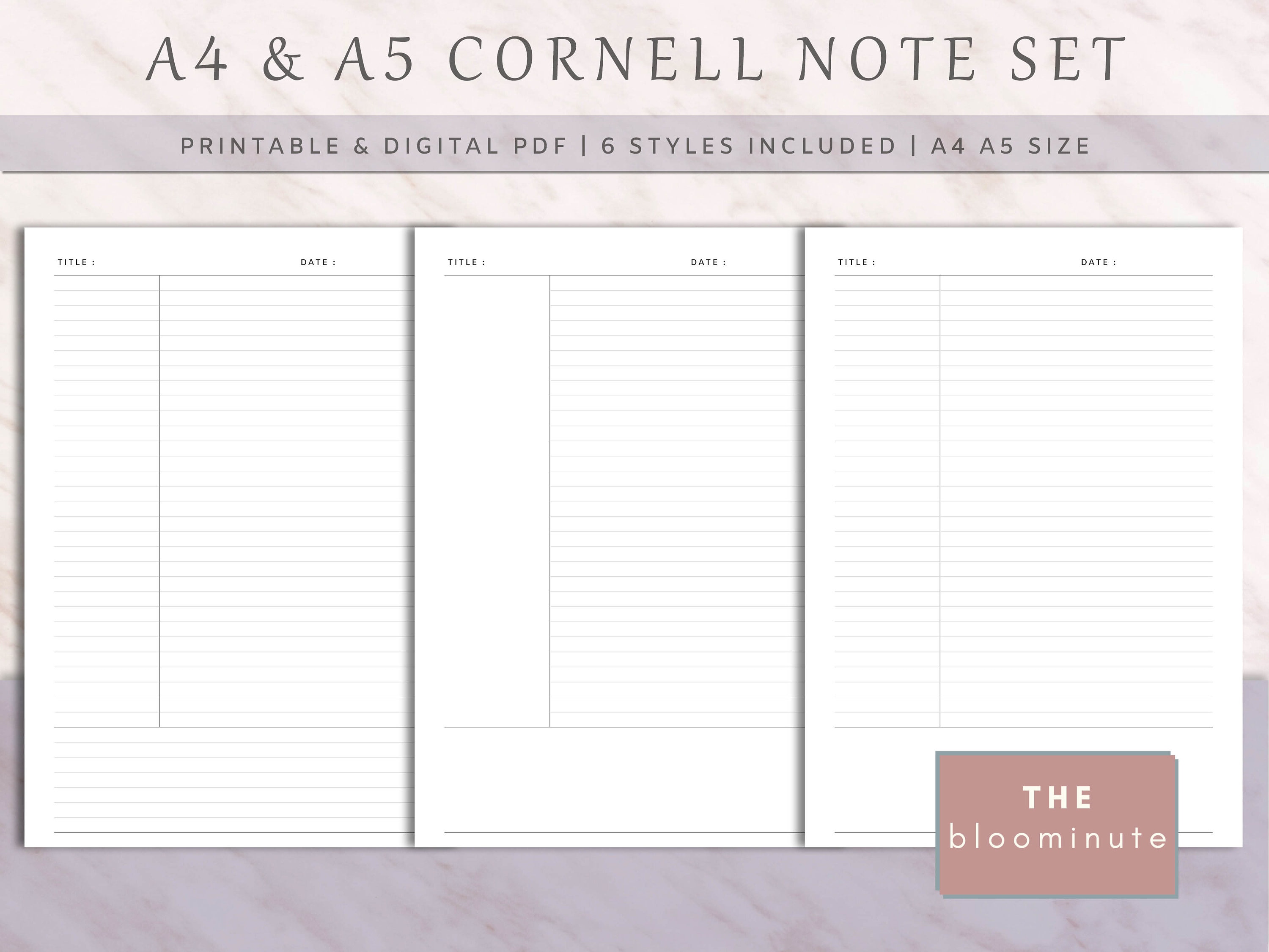 Ink Friendly Printable Cornell Note Kit Lecture Note Taking for School ...