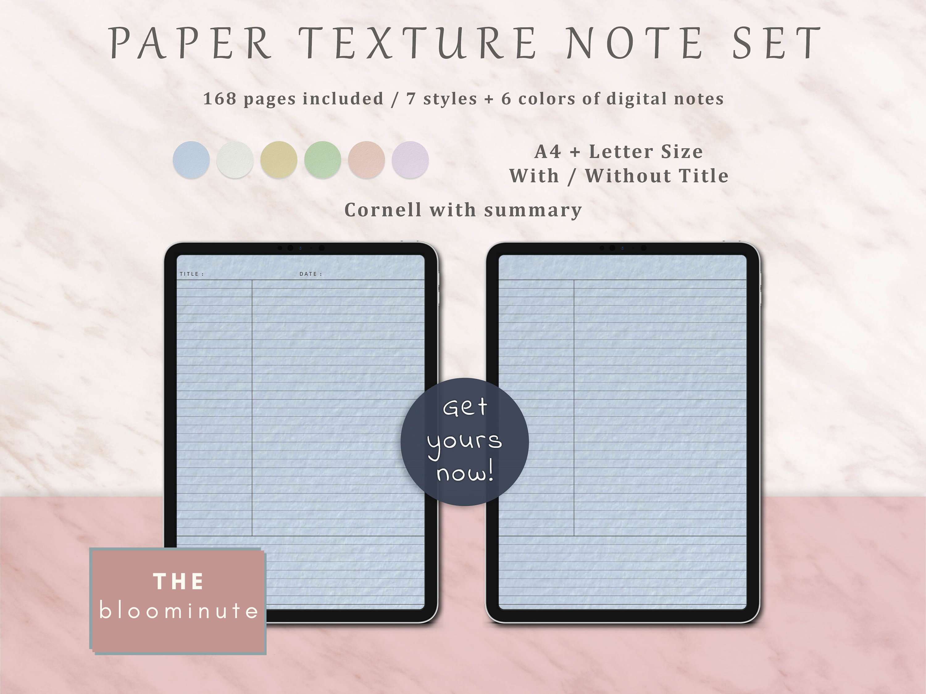 168 Paper Texture Digital Note Taking Template, Dot, Grid, Lined ...