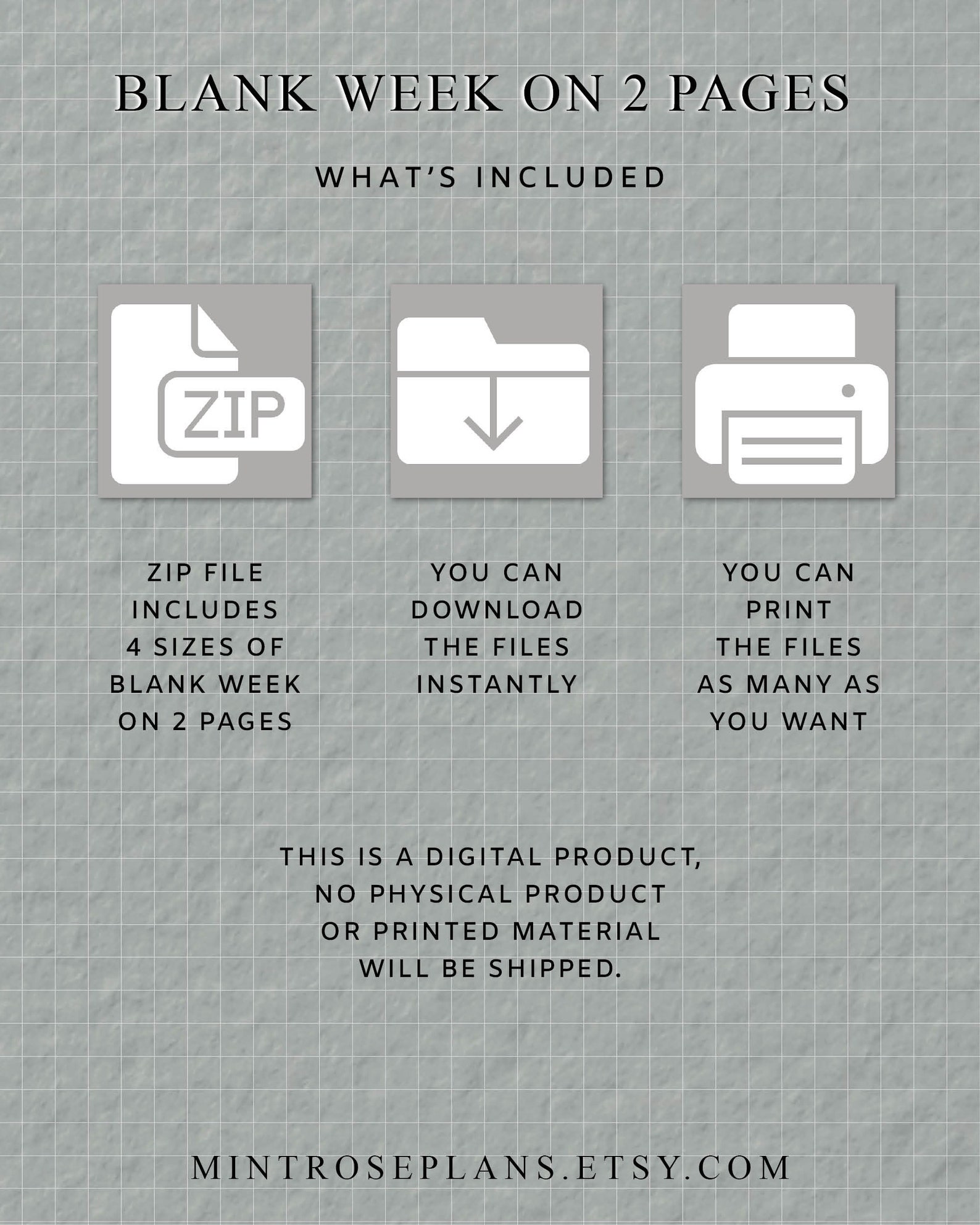 Blank Week on 2 Pages Printable Planner Pages Perfect for | Etsy