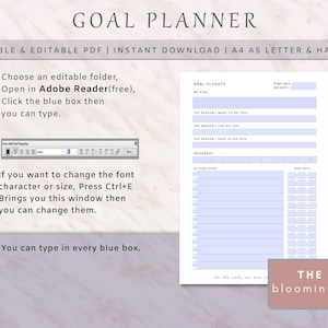 Editable Dream Goal Planner Worksheets, Goal Setting Planner, A4, A5 ...