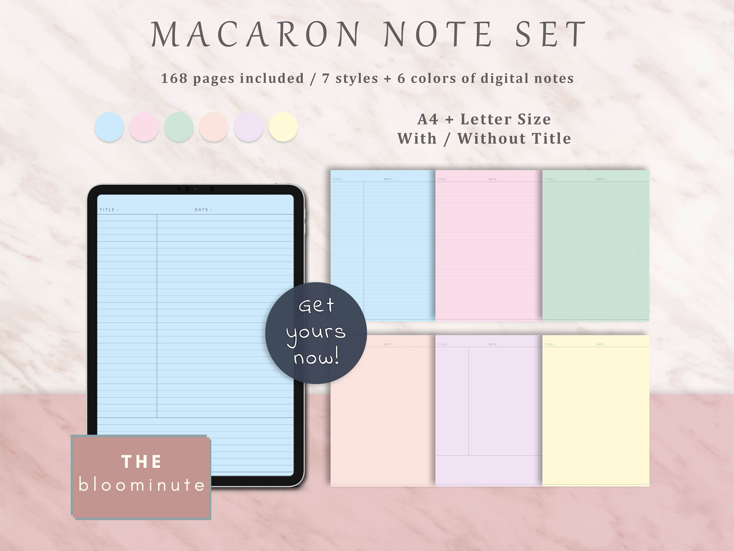 168 Soft Color Digital Note Taking Templates, Dot, Grid, Lined, Cornell ...