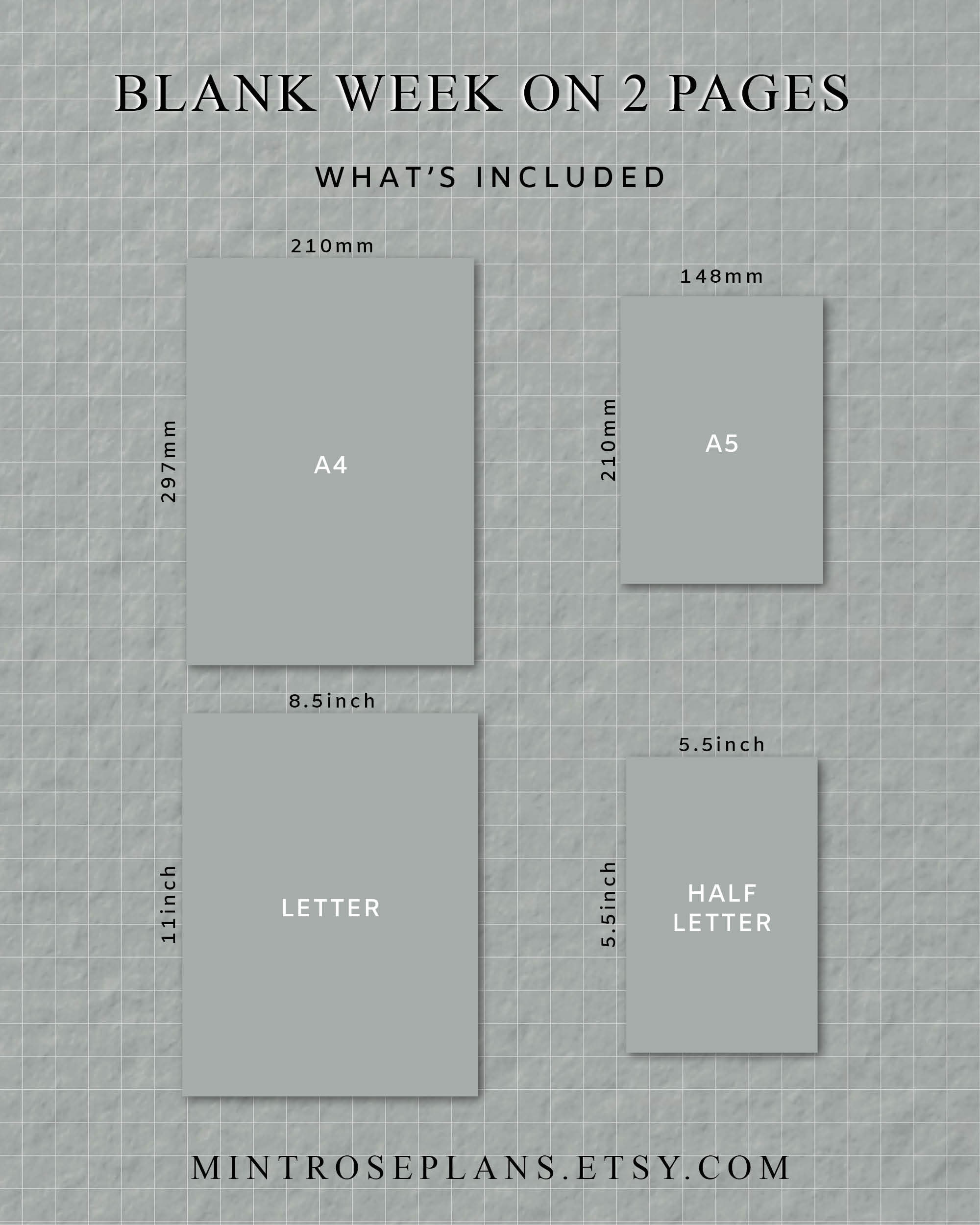 Blank Week on 2 Pages Printable Planner Pages Perfect for | Etsy