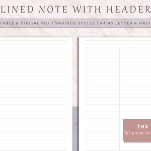 Study Lined Note Taking Papers Printable | Lined Note Bundle | A4, A5 ...