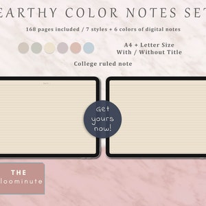 168 Horizontal Earthy Color Digital Note Taking Template, Dot, Grid ...