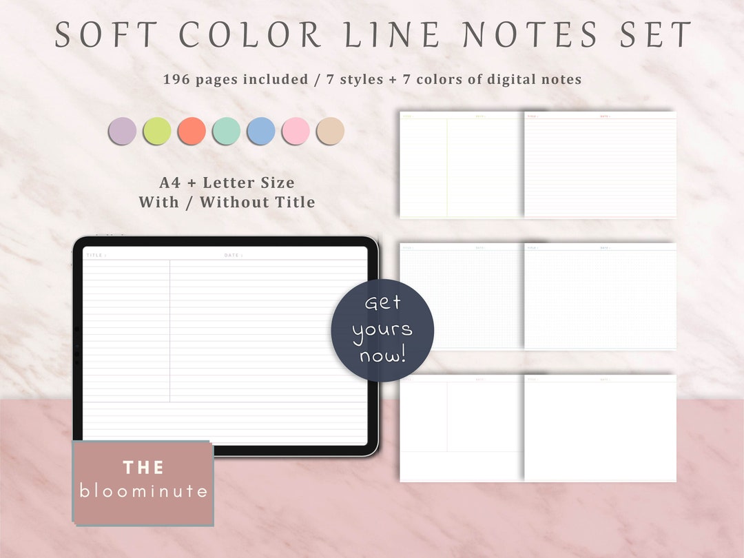 196 Horizontal Soft Color Line Note Taking Templates, Dot, Grid, Lined ...