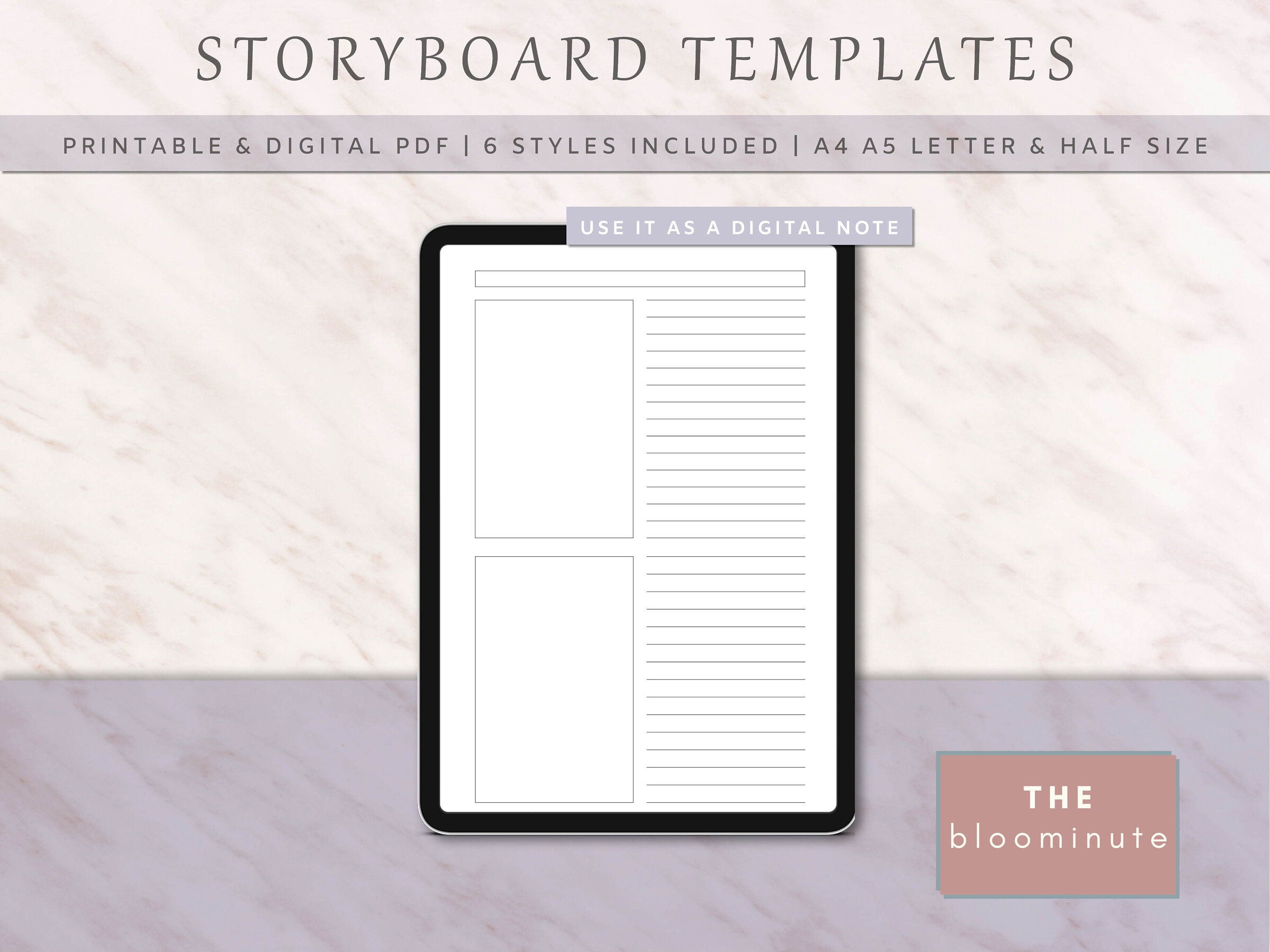 Printable & Digital Storyboard Template, Continuity Notes Template, A4 ...