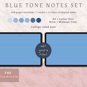 168 Horizontal Blue Color Digital Note Taking Template, Dot, Graph, Lin ...
