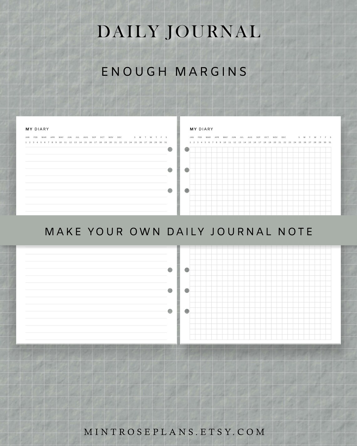Printable & Digital Day Reflection Journal Pages Lined Dot | Etsy