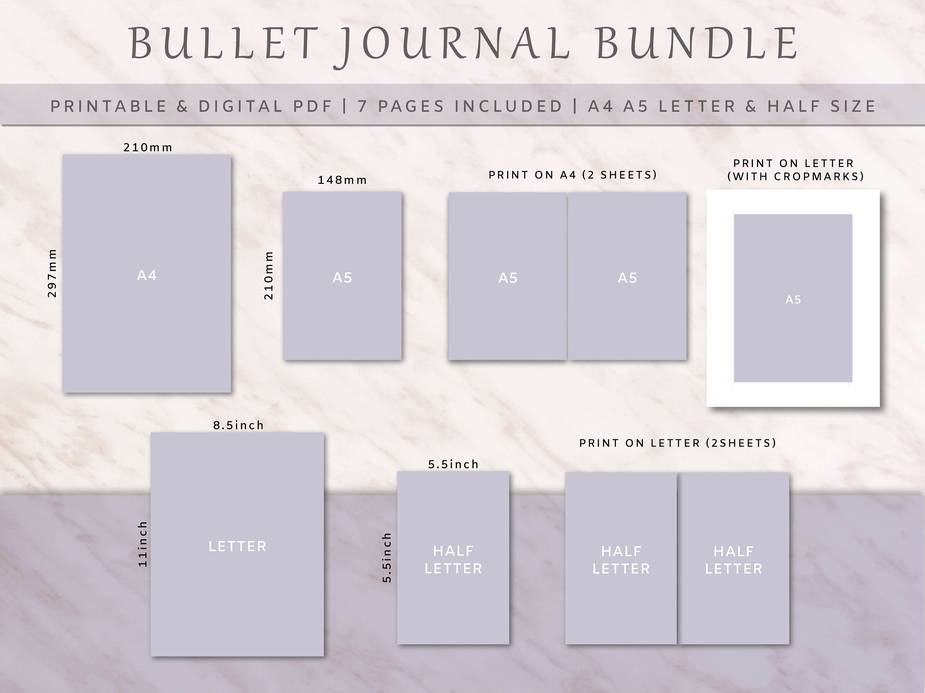 4-in-1 Bullet Journal Bundle, Yearly, Monthly, Weekly, Daily, Printable ...