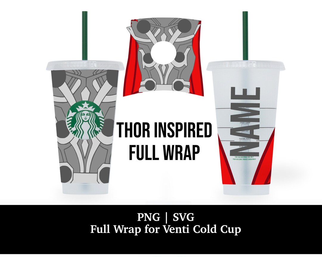 Thor Inspired Cup SVG, Full Wrap Design for 24oz Venti Cold Cup, Cricut ...