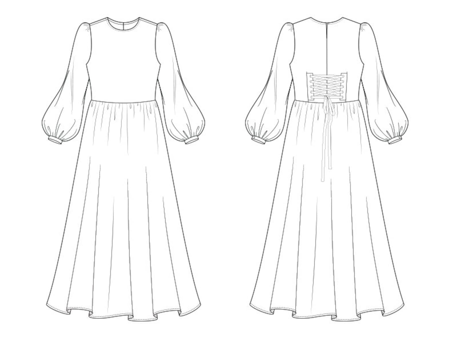 Cottagecore Fairytale Dress Pdf Sewing Pattern - Corset Lace up Back ...