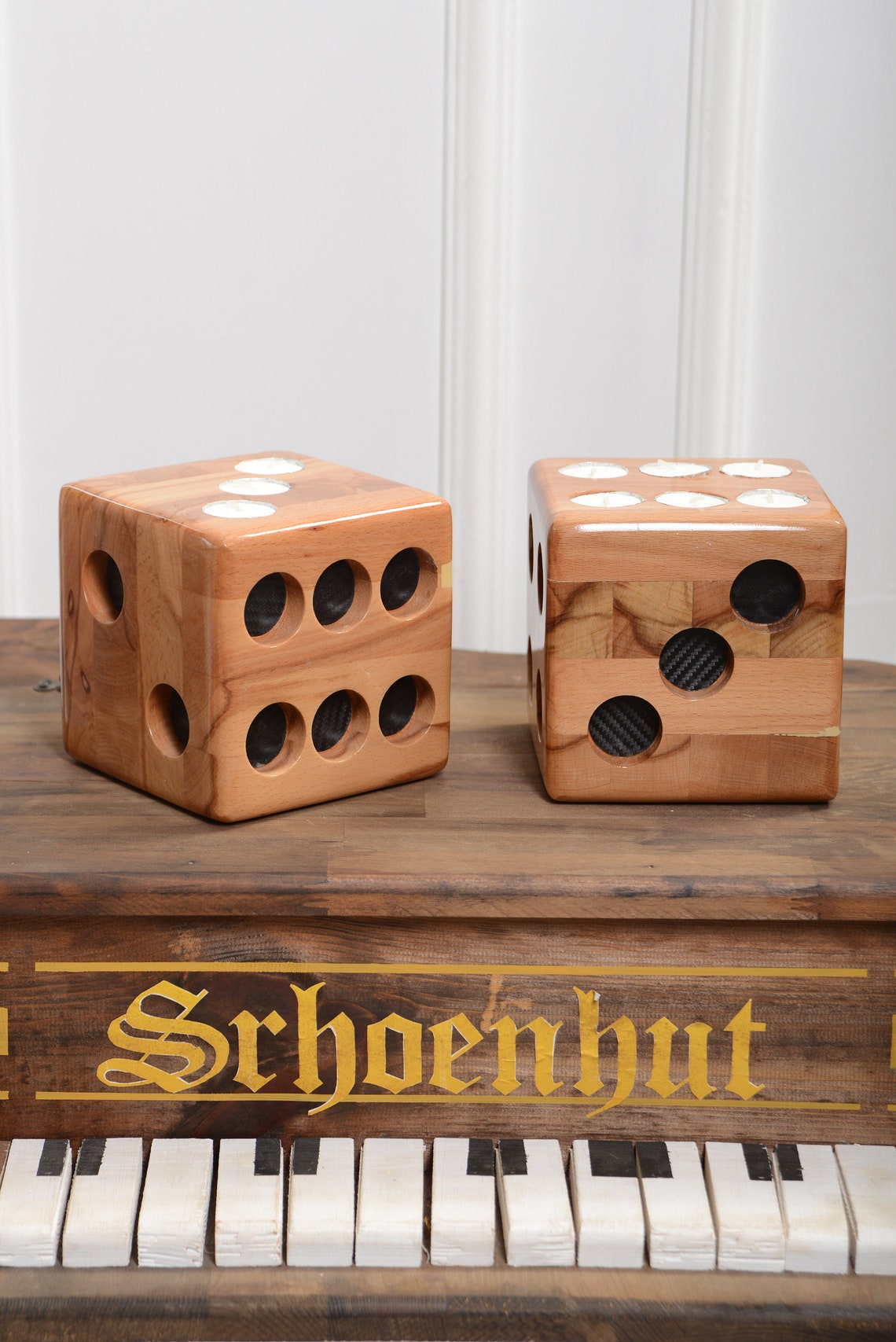 Wooden Candle Holders Dice Candelsticks Dice Cube Rustic - Etsy