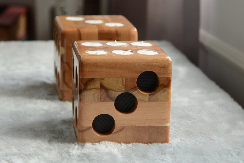 Wooden Candle Holders Dice Candelsticks Dice Cube Rustic - Etsy