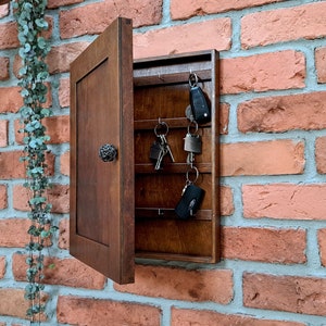 Walnut Dark Shutters Natural Wooden Family Big Key Box, Hanging Key Box ...