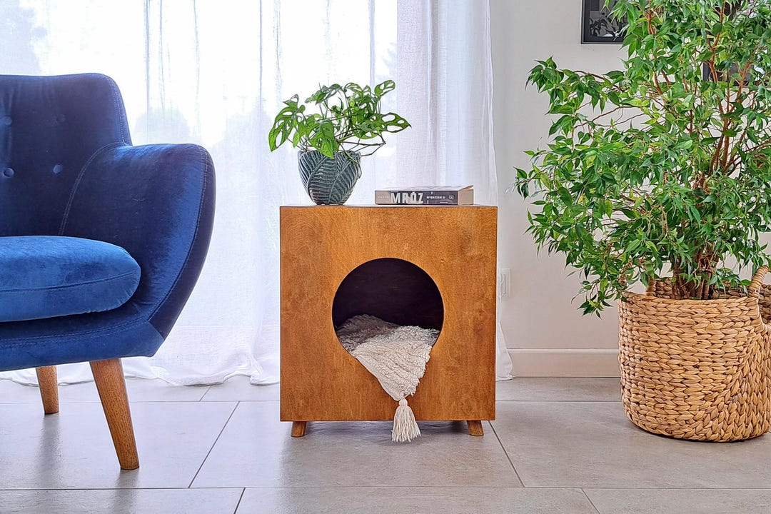 Cat Litter Box Enclosure, Personalized Cat House, Wooden Cat Box, Pet ...