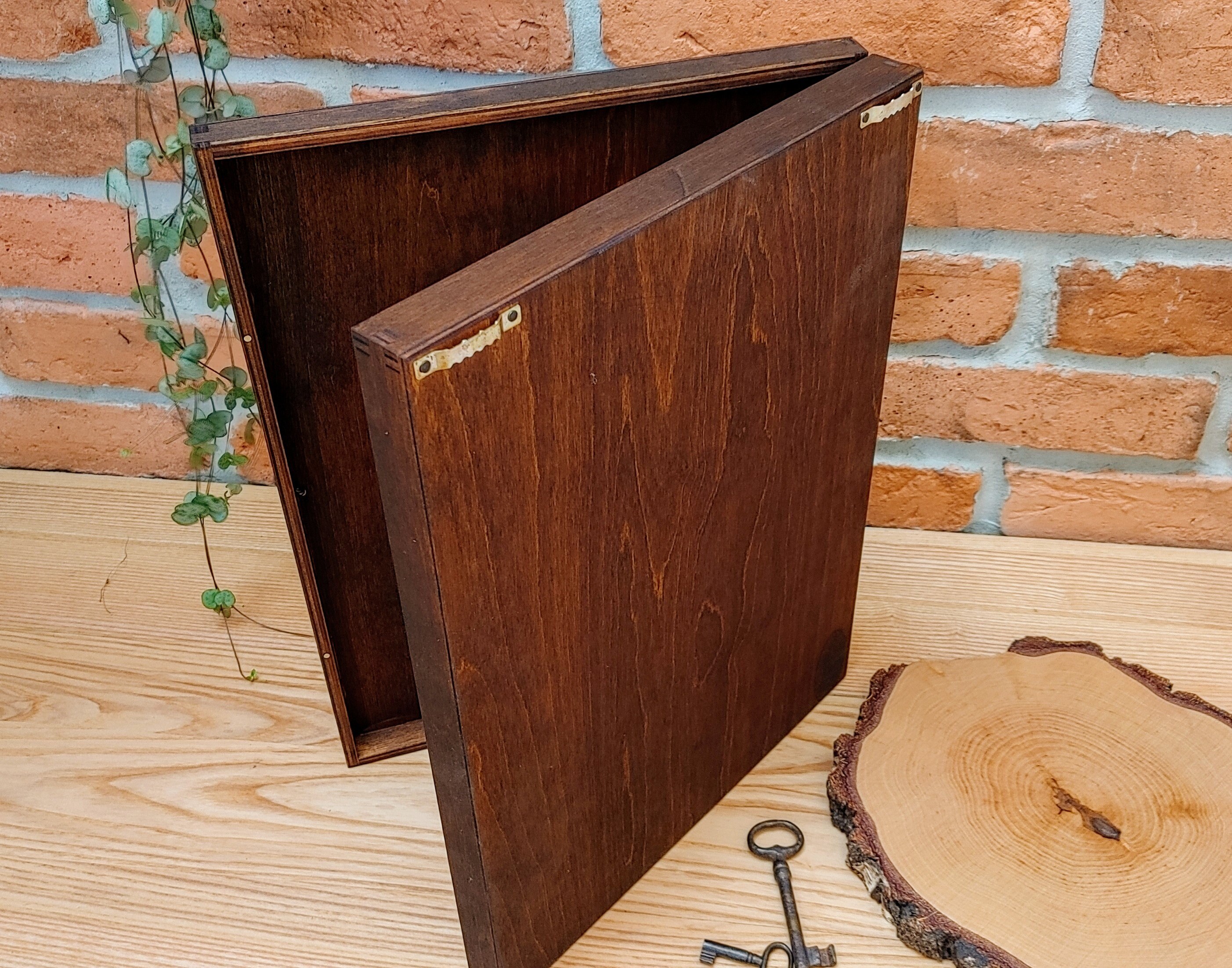 Natural Wooden Family Big Key Box, Hanging Key Box, Key Hooks, White ...