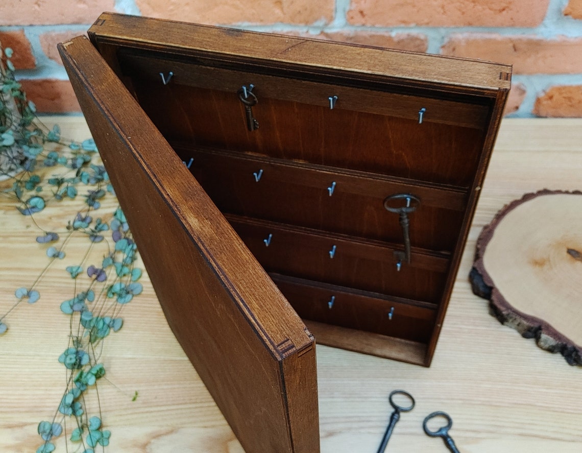 Personalized Natural Wooden Family Big Key Box Hanging Key | Etsy