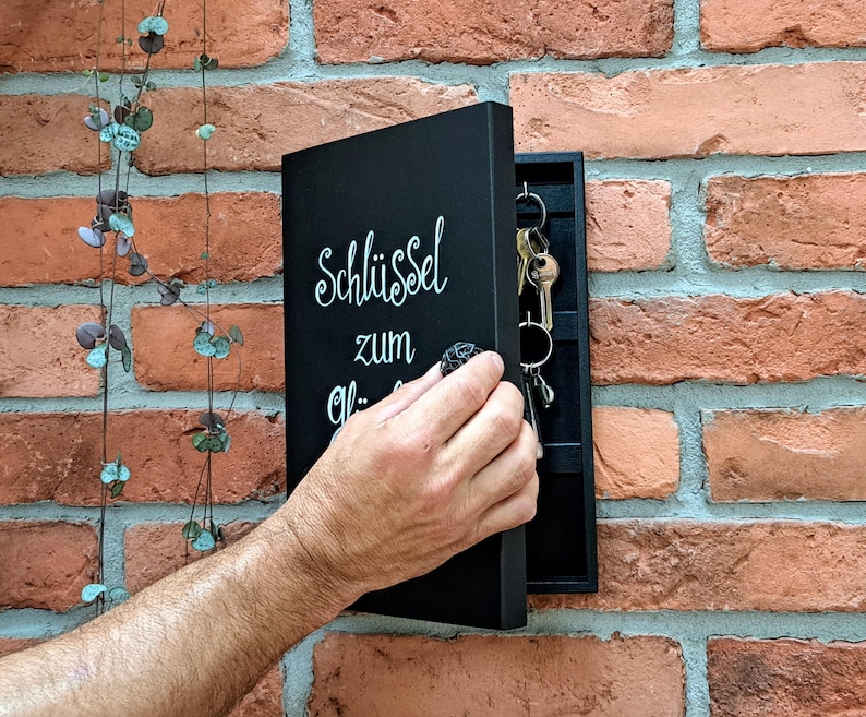 Personalized Natural Wooden Key Box, Hand Painted Calligraphy Hanging ...