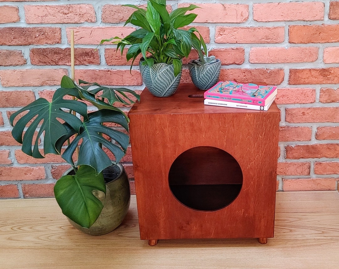 Cat Litter Box Enclosure, Personalized Cat House, Wooden Cat Box, Pet ...
